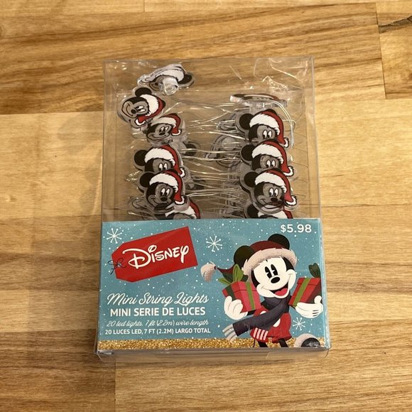Disney | Holiday | Disney Mickey Mouse W Santa Hat 2 Led Mini String ...